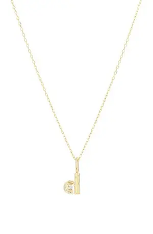 Adina Reyter Groovy Diamond Initial Charm Necklace Yellow Gold - D