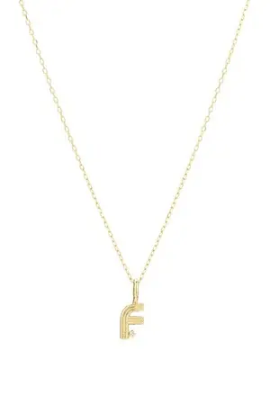 Adina Reyter Groovy Diamond Initial Charm Necklace Yellow Gold - F