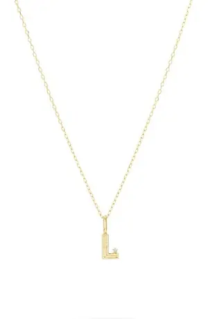 Adina Reyter Groovy Diamond Initial Charm Necklace Yellow Gold - L