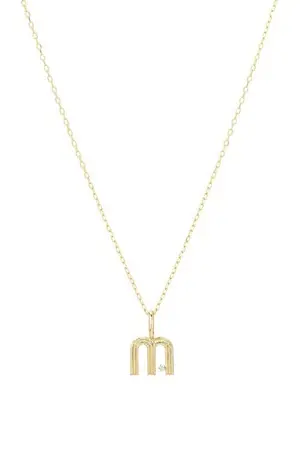 Adina Reyter Groovy Diamond Initial Charm Necklace - Yellow Gold - M