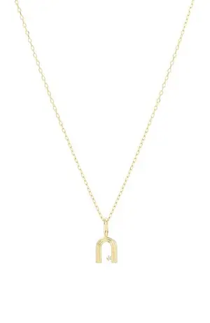 Adina Reyter Groovy Diamond Initial Charm Necklace Yellow Gold - N