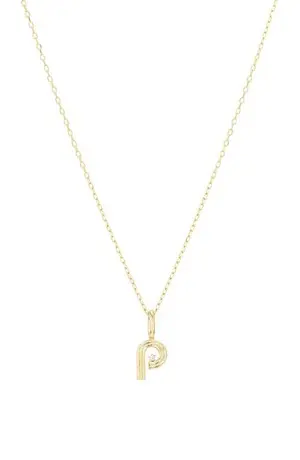 Adina Reyter Groovy Diamond Initial Charm Necklace Yellow Gold - P