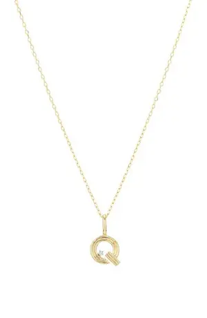 Adina Reyter Groovy Diamond Initial Charm Necklace Yellow Gold - Q