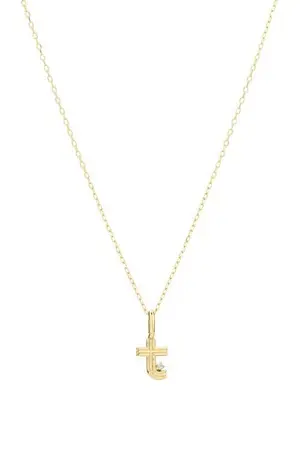 Adina Reyter Groovy Diamond Initial Charm Necklace Yellow Gold - T