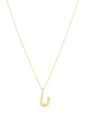 Adina Reyter Groovy Diamond Initial Charm Necklace Yellow Gold - U