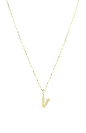 Adina Reyter Groovy Diamond Initial Charm Necklace Yellow Gold - V
