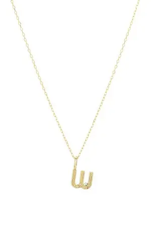 Adina Reyter Groovy Diamond Initial Charm Necklace Yellow Gold - W