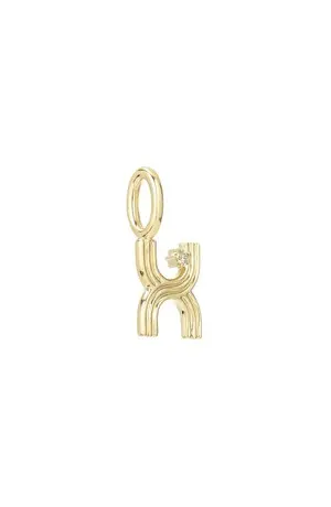 Adina Reyter Groovy Diamond Initial Charm Necklace - Yellow Gold - X