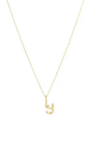 Adina Reyter Groovy Diamond Initial Charm Necklace Yellow Gold - Y