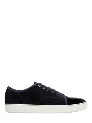 LANVIN DBB1 Suede And Patent Leather Sneakers Navy Blue