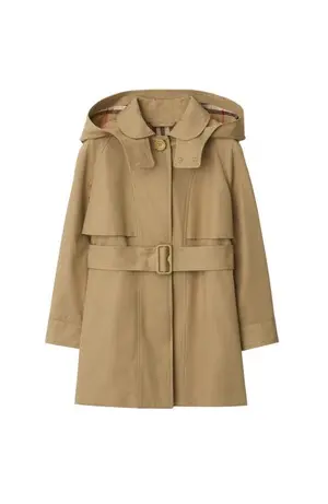 Burberry Cotton Hooded Trench Coat - Sand