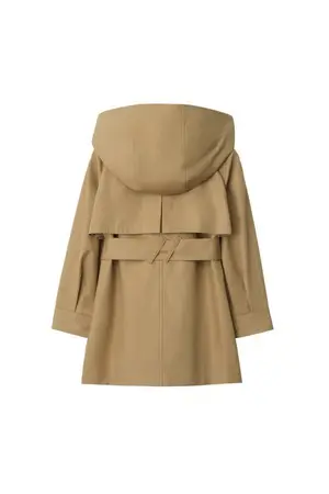 Burberry Cotton Hooded Trench Coat - Sand
