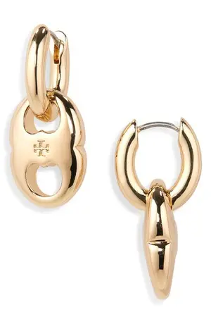 Tory Burch Small Gemini Link Hoop Earrings - Light Brass