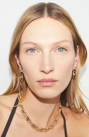 Tory Burch Small Gemini Link Hoop Earrings - Light Brass