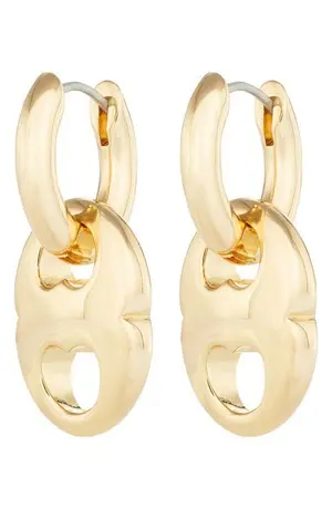Tory Burch Small Gemini Link Hoop Earrings - Light Brass