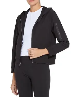 Lyssé Cotton Zip Up Hoodie Sweatshirt - Black