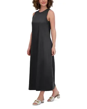 POINT Linen Blend Crewneck Maxi Dress - Black