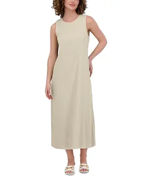 POINT Linen Blend Crewneck Maxi Dress - Ecru