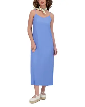 POINT Linen Blend A-line Slip Dress - Blue