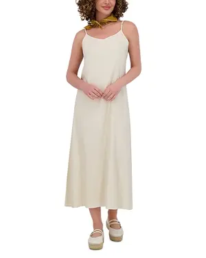 POINT Linen Blend A-line Slip Dress - Ecru