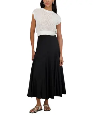 POINT Linen Gore Skirt - Black