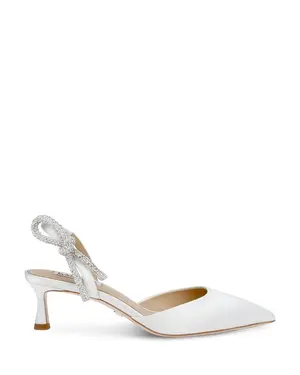 Badgley Mischka Gentry Pointed Pumps - White Satin