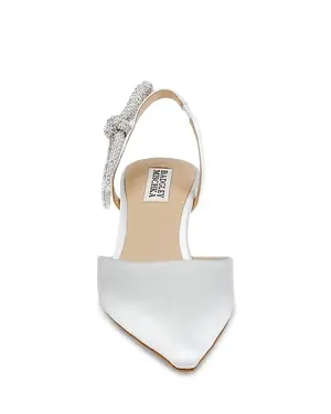 Badgley Mischka Gentry Pointed Pumps - White Satin