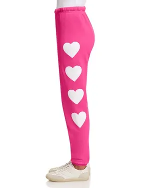 Aviator Nation Heart Stitch Sweatpants - Neon Pink/white