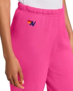 Aviator Nation Heart Stitch Sweatpants - Neon Pink/white