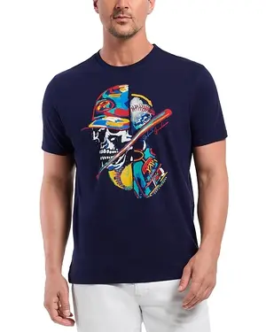 Robert Graham Skull Slugger Short Sleeve Graphic Tee - Navy
