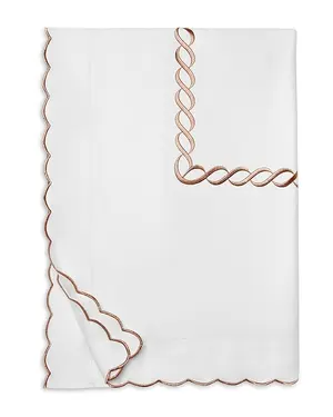 PRATESI Treccia Splendore Duvet Cover, King - White/rose Gold