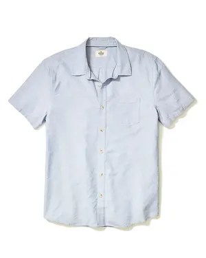 Marine Layer California Naturals Regular Fit Classic Short Sleeve Shirt - Chambray