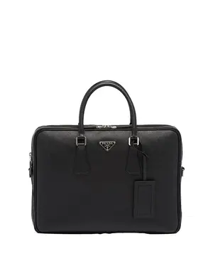 Prada Saffiano Leather Briefcase - Black