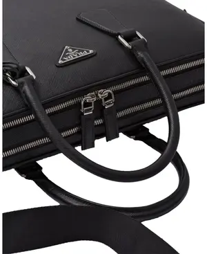 Prada Saffiano Leather Briefcase - Black
