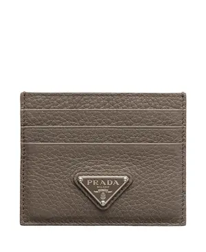 Prada Leather Card Holder - Grey