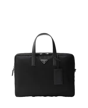 Prada Re-nylon And Saffiano Leather Briefcase - Black