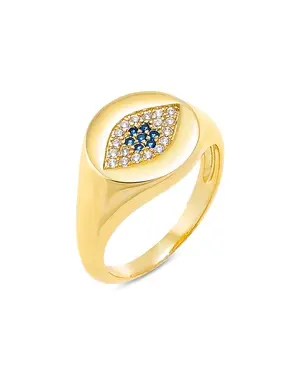 BY ADINA EDEN Colored Pave Evil Eye Signet Ring - Gold