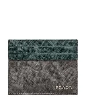 Prada Saffiano Leather Card Holder - Grey