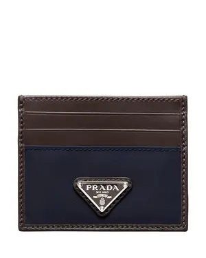 Prada Re-nylon And Leather Card Holder - Blue