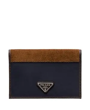 Prada Re-nylon And Leather Passport Holder - Blue