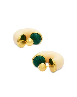 KENNETH JAY LANE Malachite Hoop Earrings