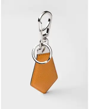 Prada Saffiano Leather Keychain - Orange