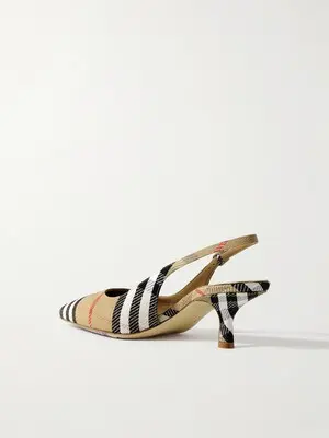 Burberry Checked Canvas Jacquard Slingback Pumps