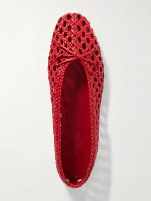 Le Monde Beryl Regency Bow-embellished Woven Ballet Flats