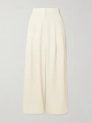 ST. AGNI Double Loop Pleated Wide-leg Crepe Pants
