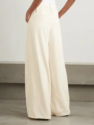 ST. AGNI Double Loop Pleated Wide-leg Crepe Pants