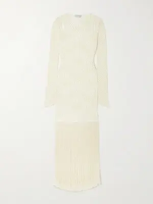 Stella McCartney Fringed Crocheted Maxi Dress - Neutrals