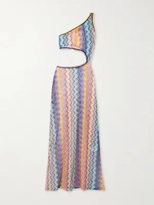 Missoni One-shoulder Cutout Printed Mesh Maxi Dress - Multi
