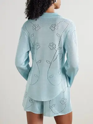 Calle Del Mar Ivy Pointelle-knit Cardigan