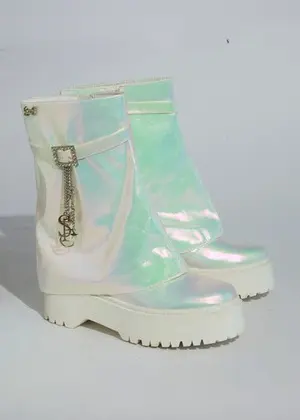 SPARKL Stella Combat Boots - White